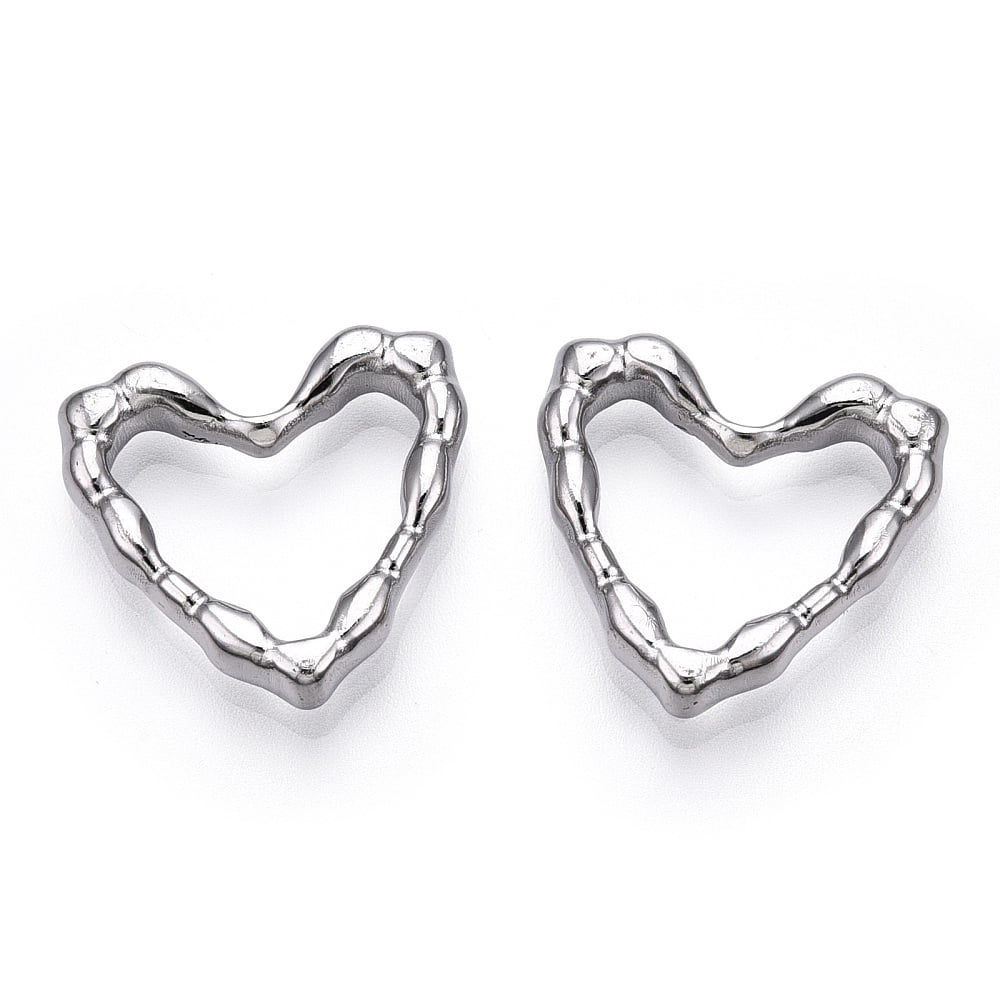 20pcs 304 Stainless Steel Linking Ring Bumpy Heart Stainless Steel ...