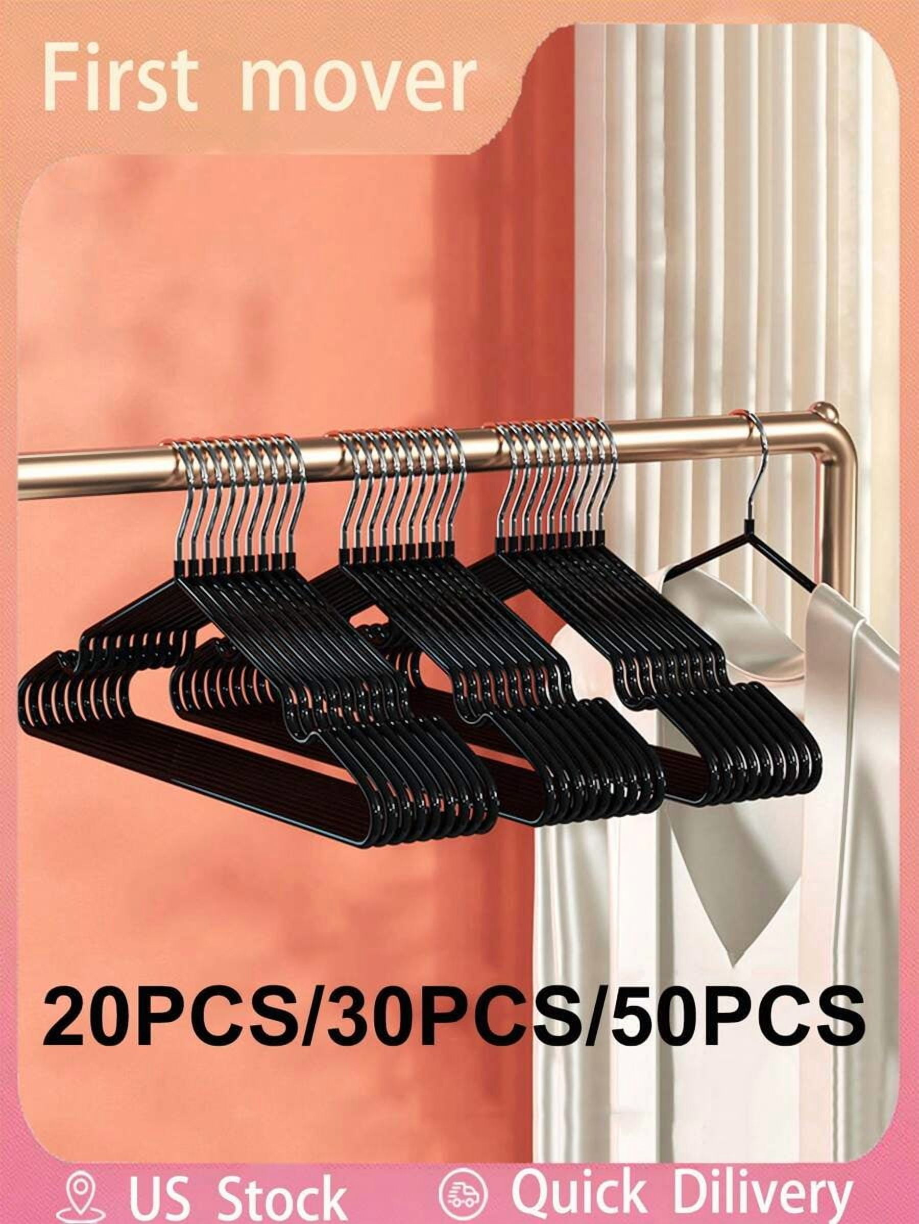 20pcs/30pcs/50pcs Stainless Steel Dip Coated Hangers With Shoulder ...