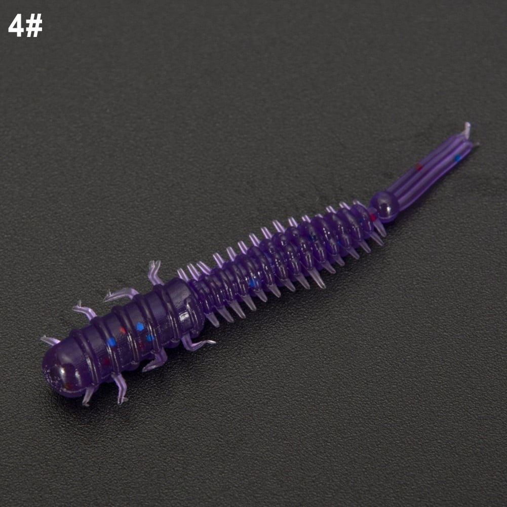 20pcs 4.5cm Fishing Soft Lure Larva Worm Bait Three Tailed Spiral Slug ...