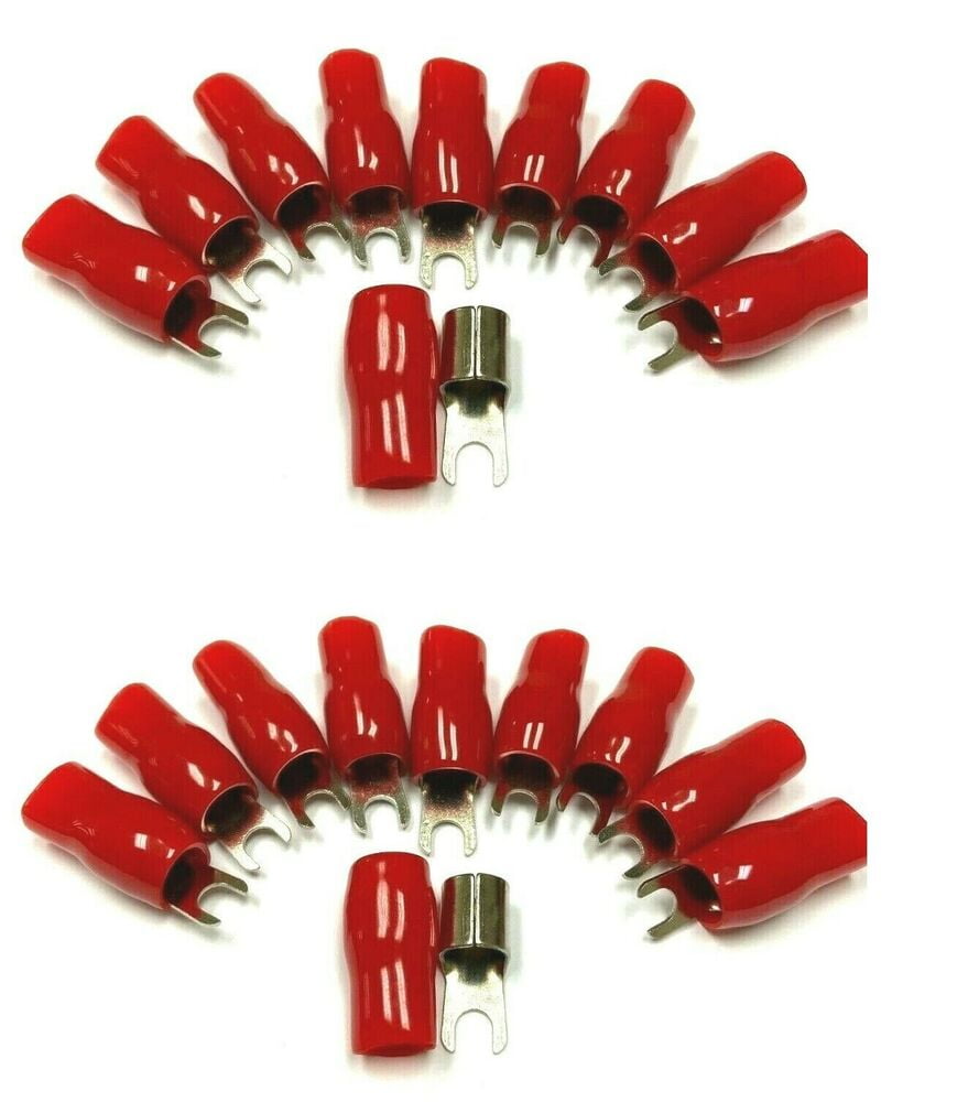 20pcs 4 Gauge Crimp Silver SPADE FORK Terminals Connector Wire Cable ...