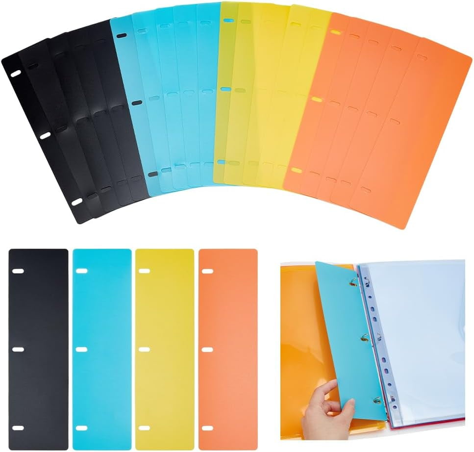 20pcs 4 colors Plastic Binder Index Tabs Planner Divider for Round Ring ...