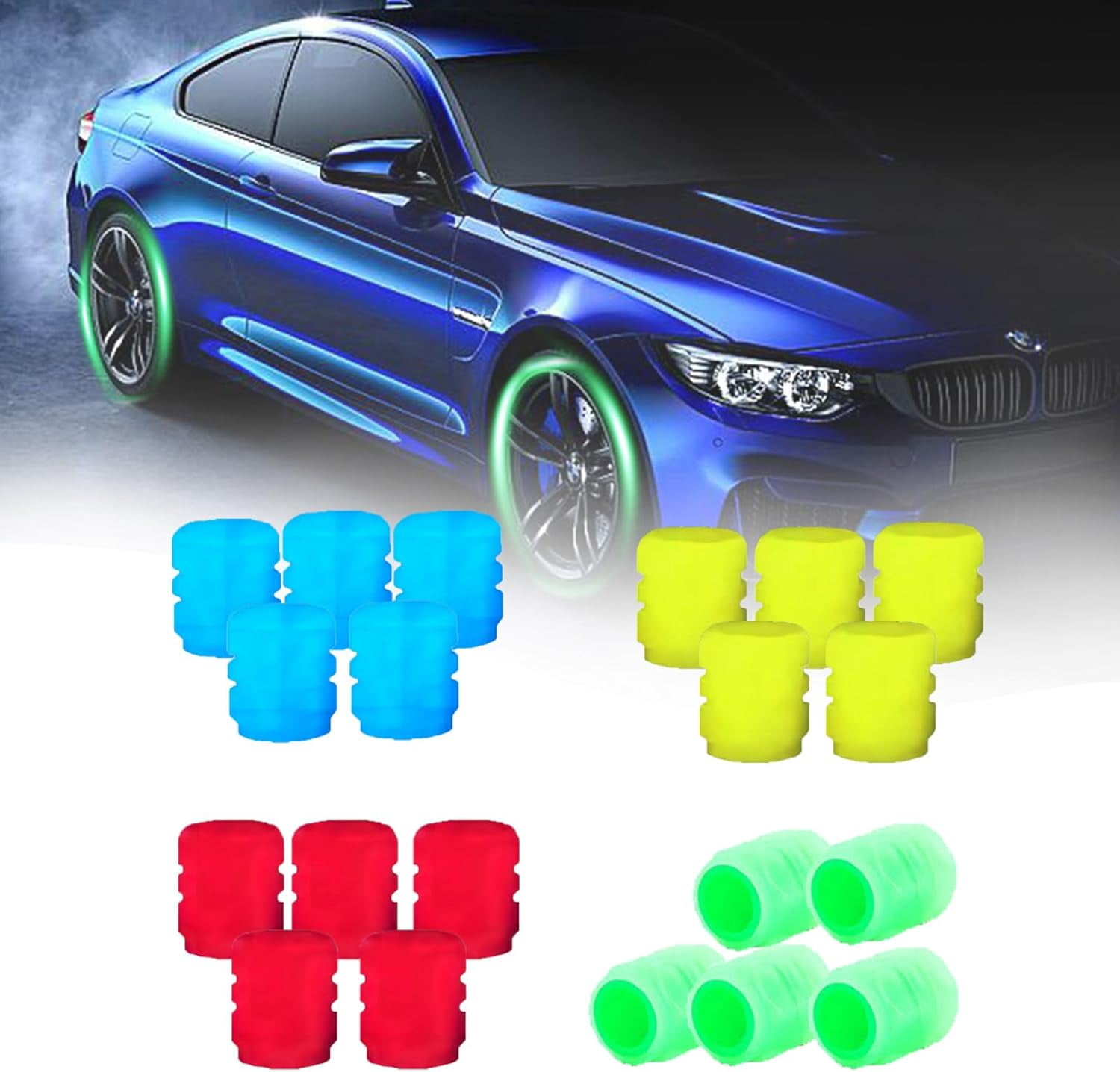 20pcs/4Colos Glow in The Dark Tire Valve Caps,Update Caps Light Up ...