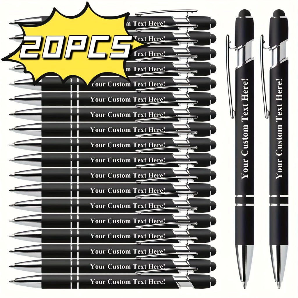 20pcs/50pcs/80pcs Custom Engraved Metal Black Ink Ballpoint Pens Can Engrave Names, Slogans, etc ...
