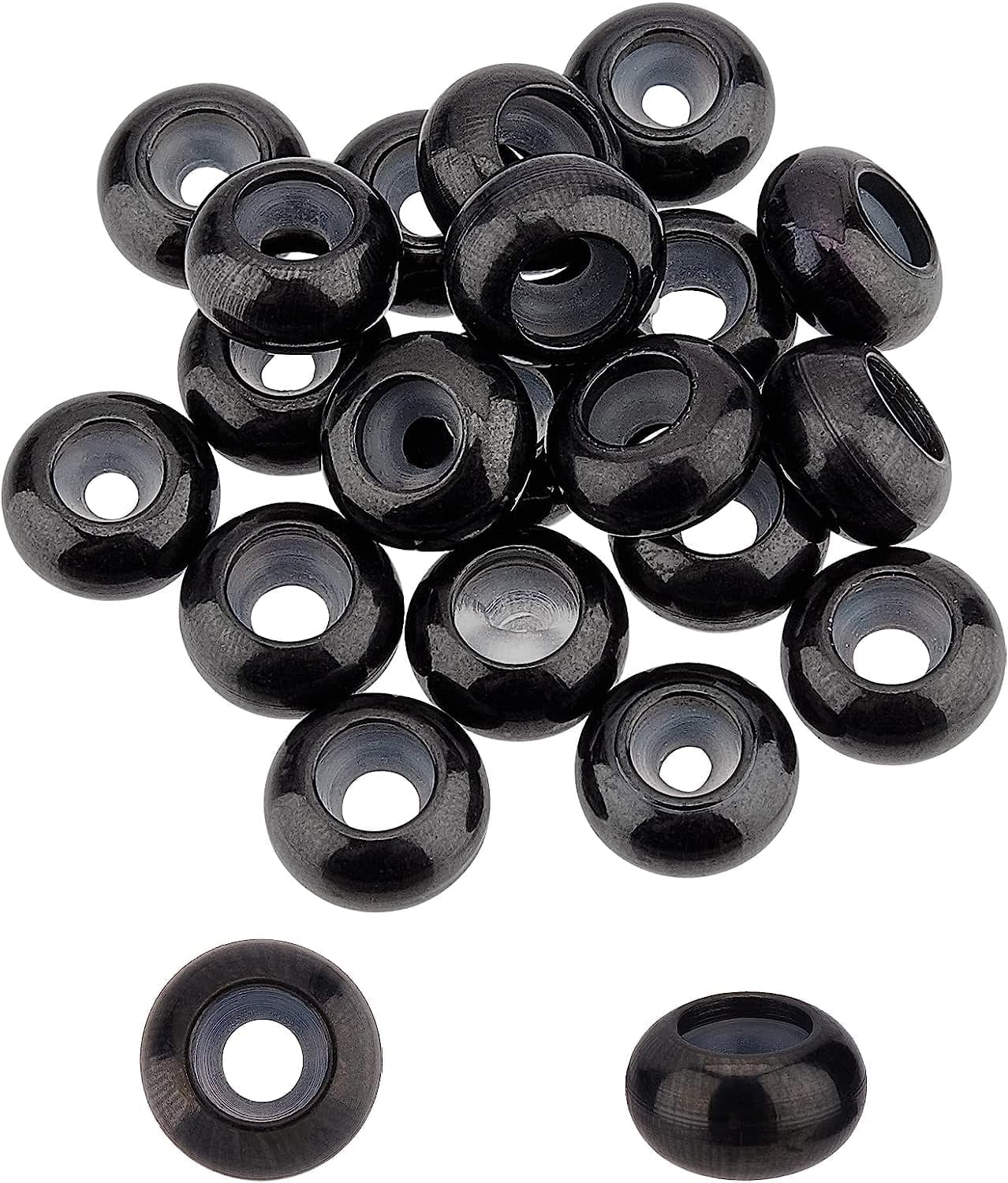 20pcs 6mm Electrophoresis Black Stainless Steel Spacer Beads Slider ...