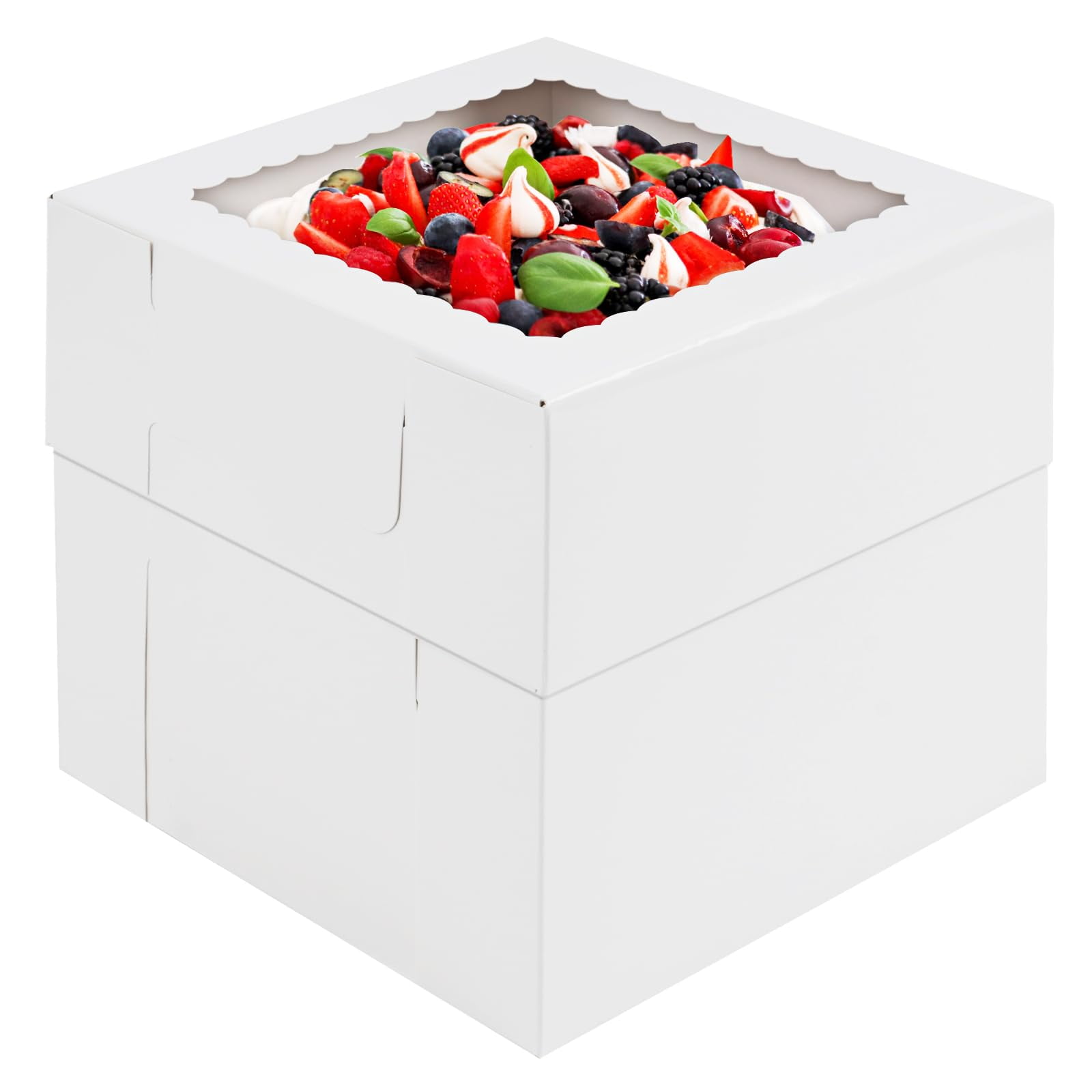 20pcs 8x8x8 Inches Cake Boxes with Window, White Bakery Dessert Boxes ...