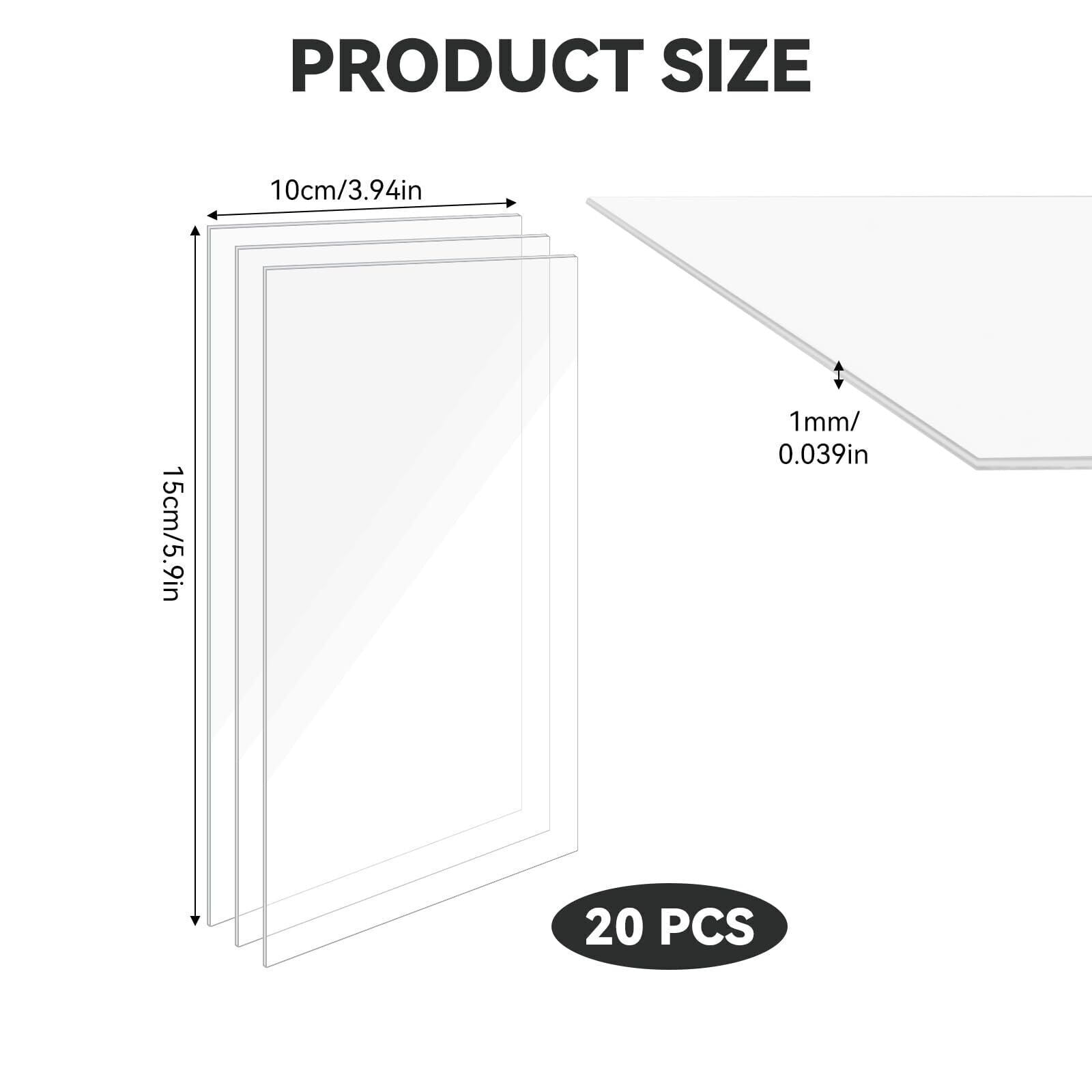 20pcs Acrylic Glass Panels 10x15 cm Acrylic Sheet Clear Thickness 1mm ...