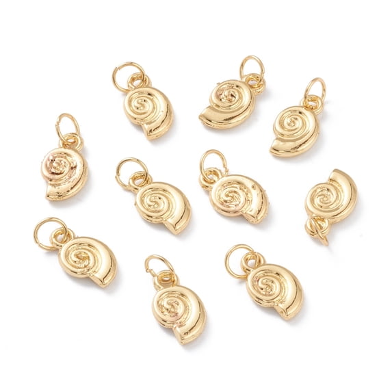 20pcs Alloy Charms Long-Lasting Plated with Jump Rings Snail Shell Real ...