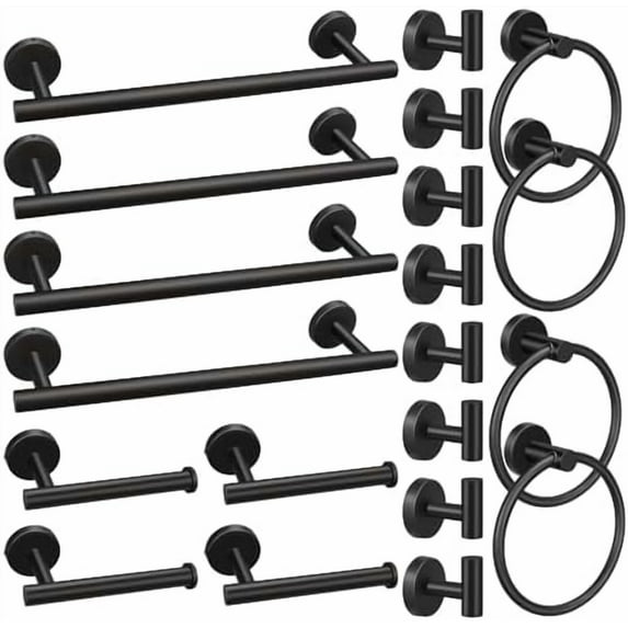20pcs Bathroom Hardware Set, Matte Black Bathroom Hardware Set ...