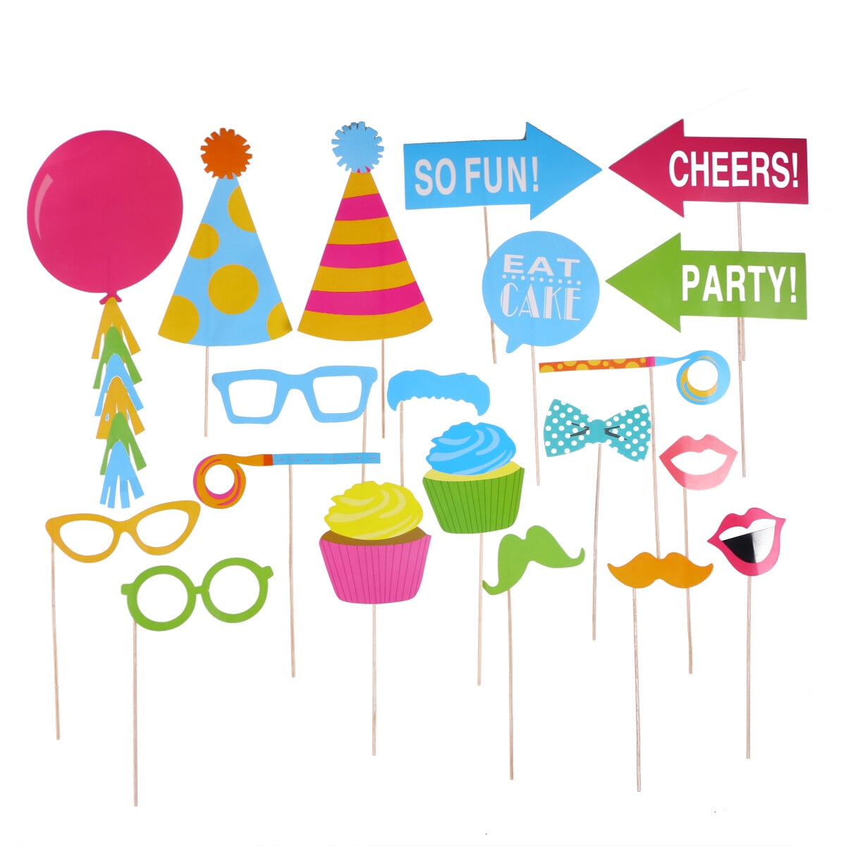 20pcs Birthday Photo Props Kit Funny Paper Mask DIY Selfie Props ...