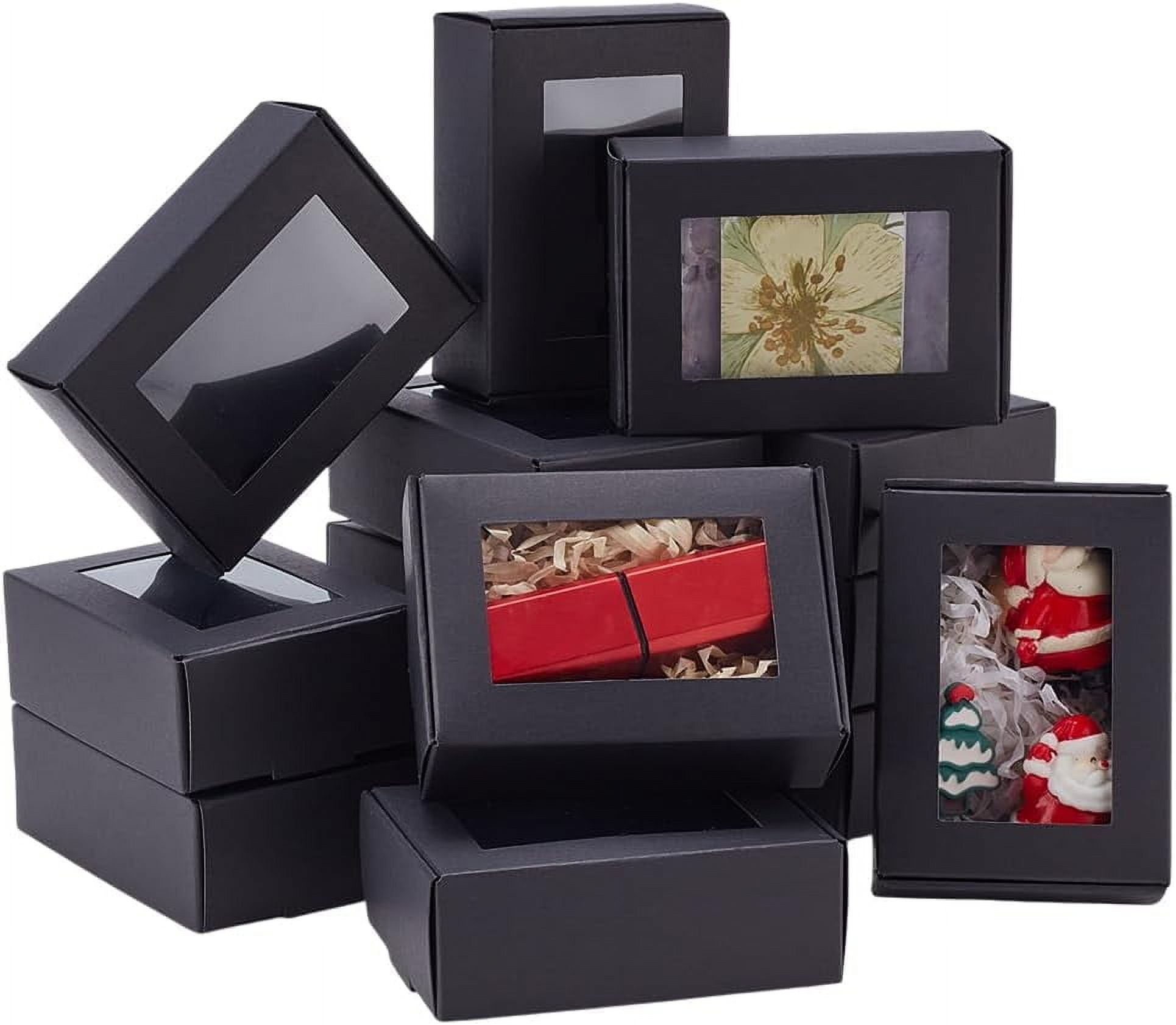 20pcs Black Gift Box Small Paper Boxes Mini Candy Box with Window Sweet ...