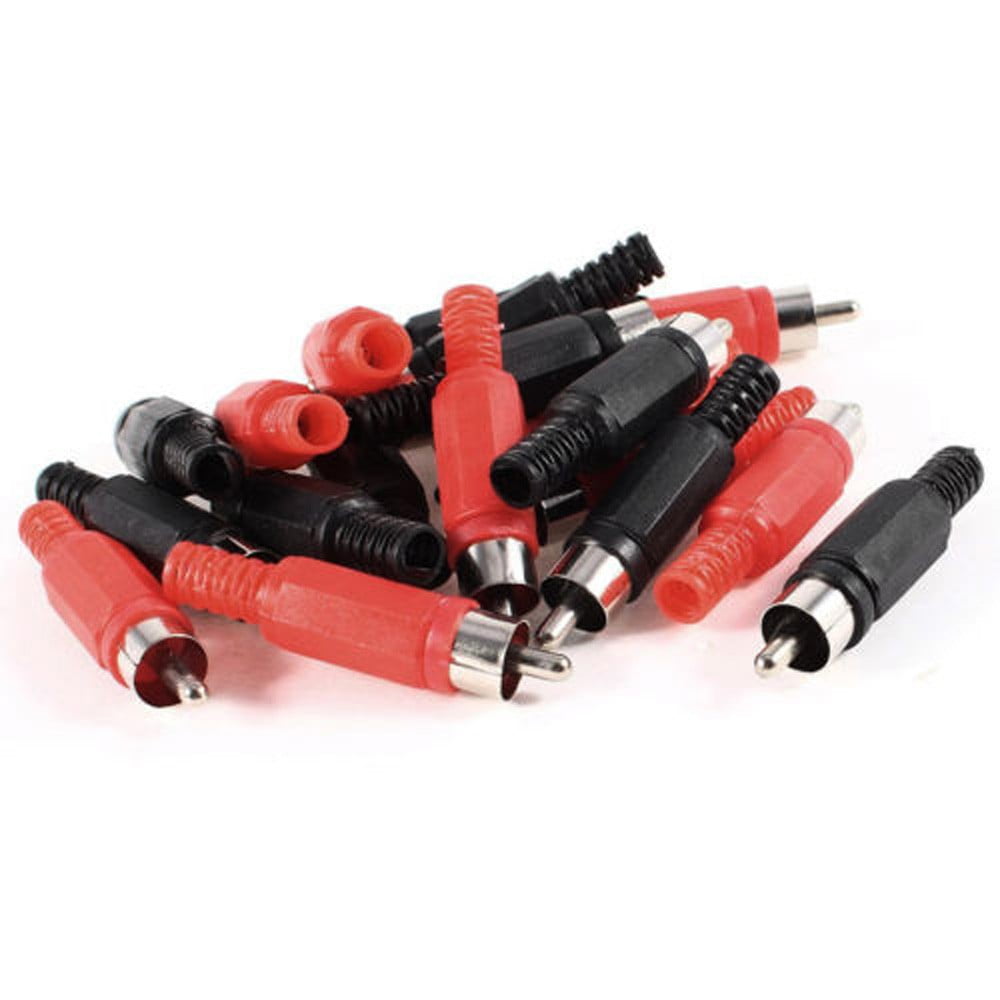 20pcs Black Red Solder RCA Male Plug Audio Video Adapter Connector ...