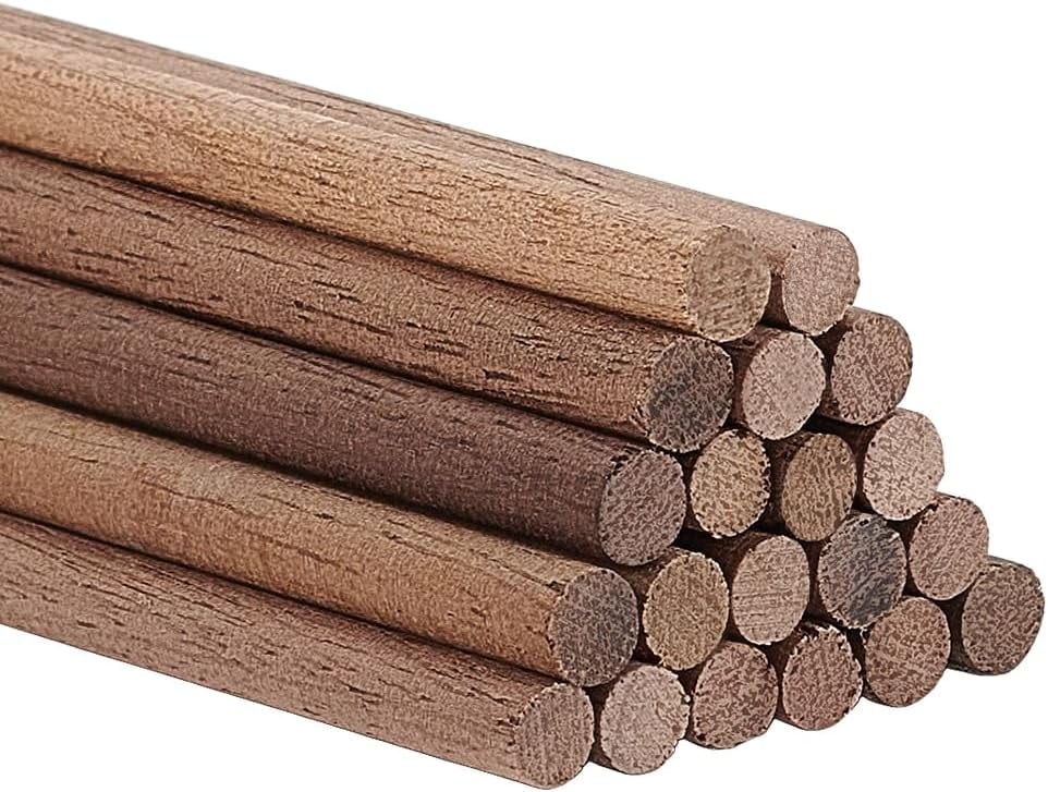 20pcs Black Walnut Wooden Dowel Rods 15.75x0.16 Inch Wooden Rod Sticks ...