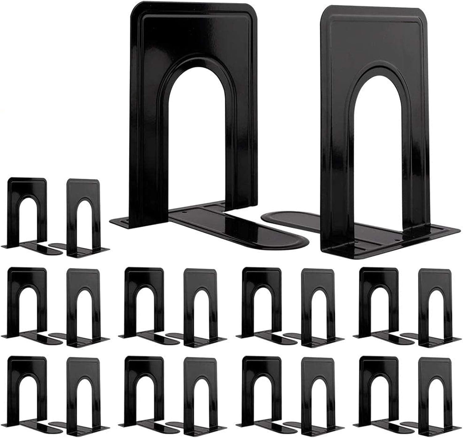 20pcs Book Ends Metal Bookends for Shelves, 6.6"x 5.7"x 5" Black Heavy ...
