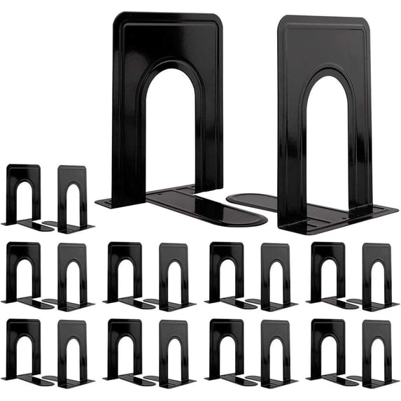 20pcs Book Ends Metal Bookends for Shelves, 6.6"x 5.7"x 5" Black Heavy ...