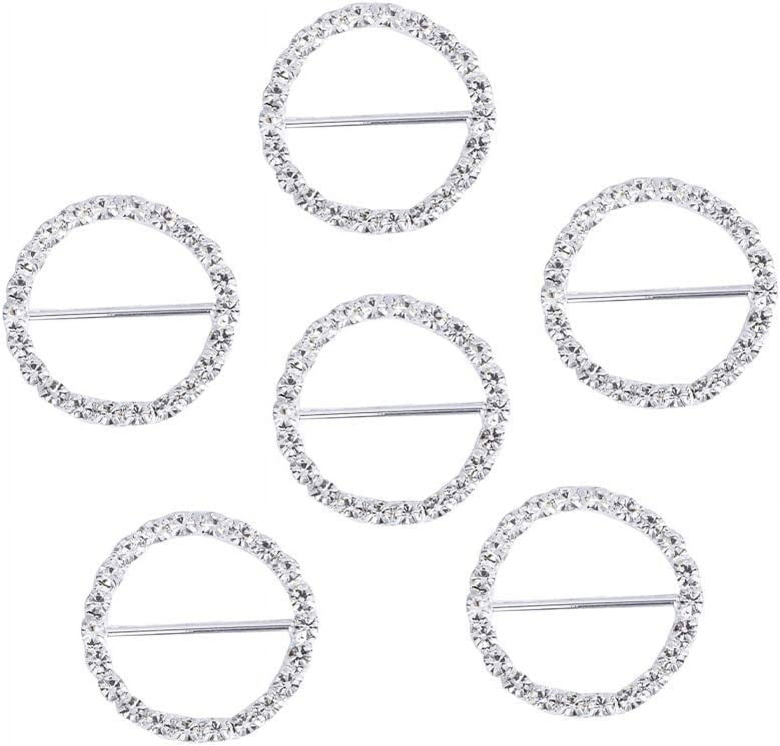 20pcs Brass Buckle Grade A Rhinestone Slide Buckles Round Crystal ...