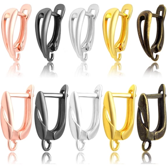 20pcs Brass French Earring Hooks Rectangle Round Shape Hypoallergenic ...