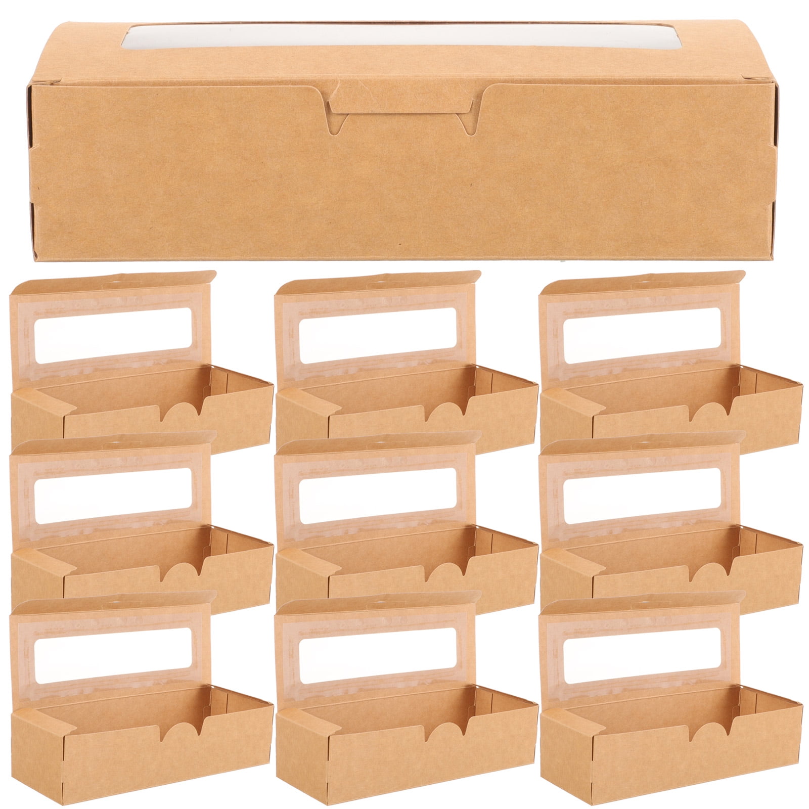 20pcs Brown Kraft Cookie Box with Clear Window Paper Packaging Box for ...