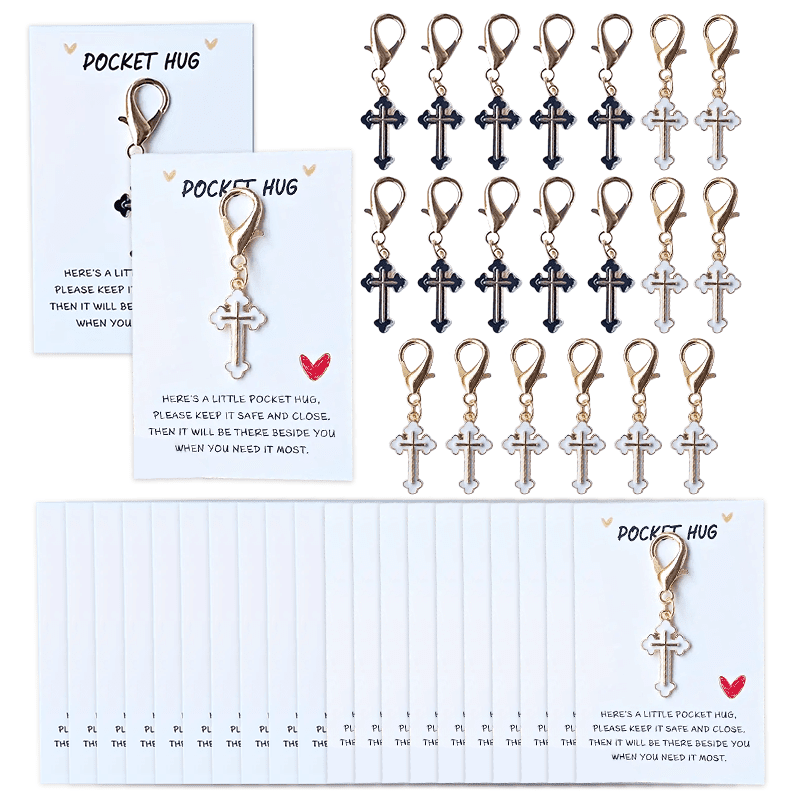 20Pcs Christian Cross Keychains, Religious Faith Keychains with Black ...