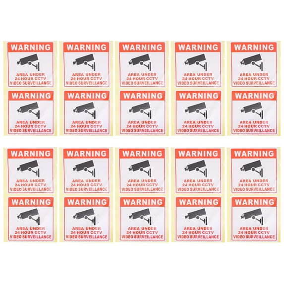 20pcs CCTV Camera Warning Signs Stickers Warning 24 Hour Video ...