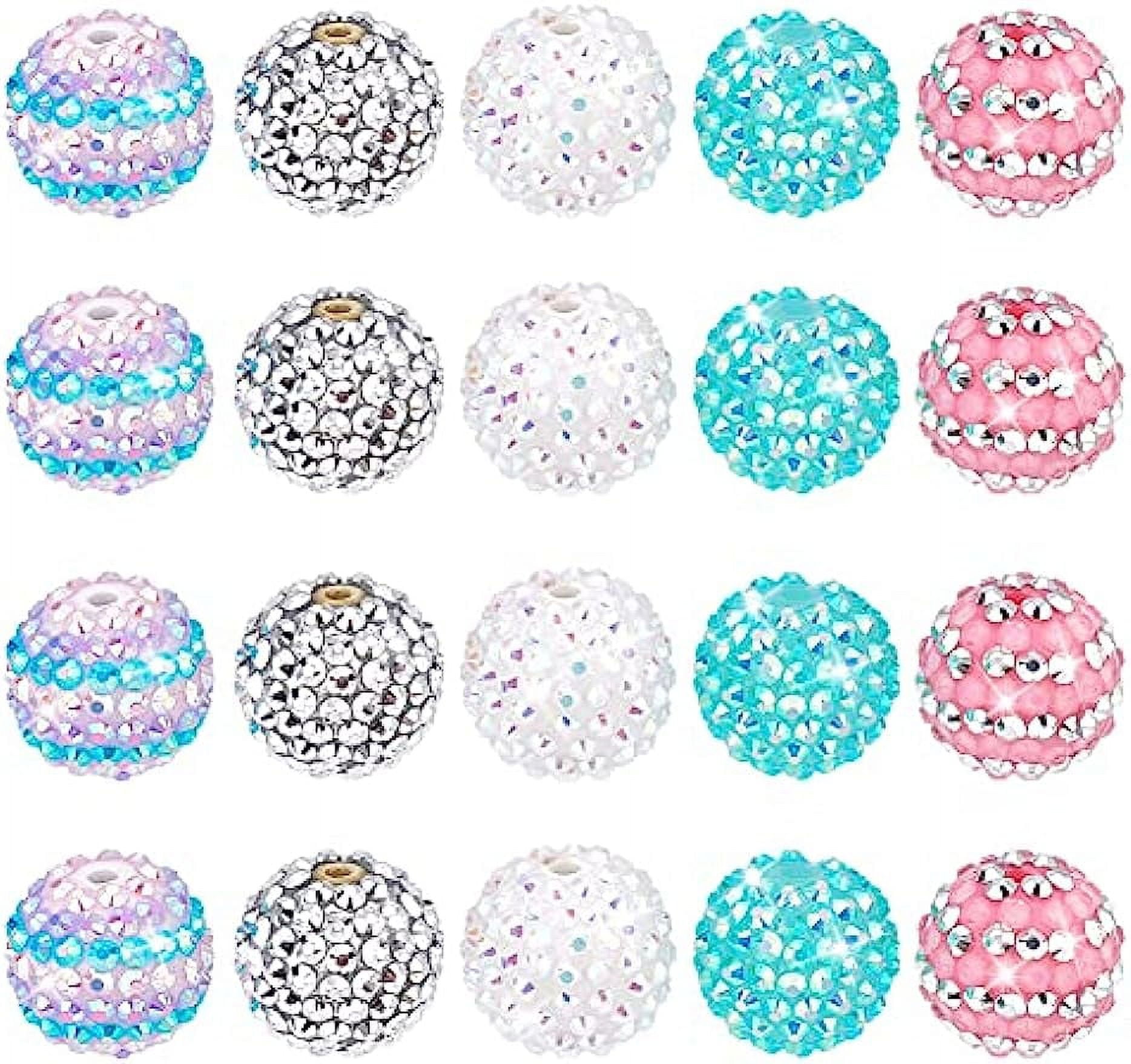20pcs Chunk Beads 18mm Bubblegum Beads Resin Rhinestone Beads Acrylic ...