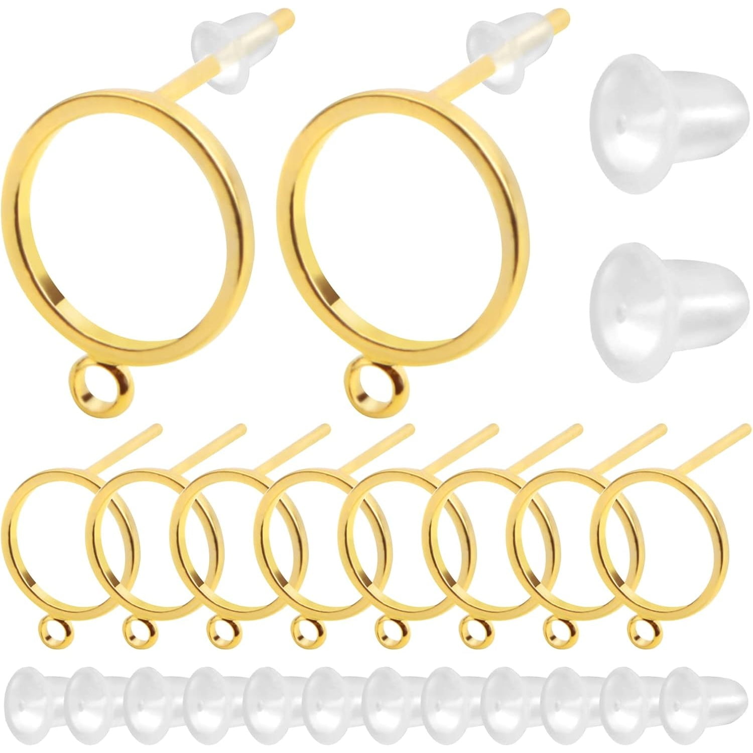 20pcs Clear Earring Safety Backs with a Box and 10pcs Flat Round ...