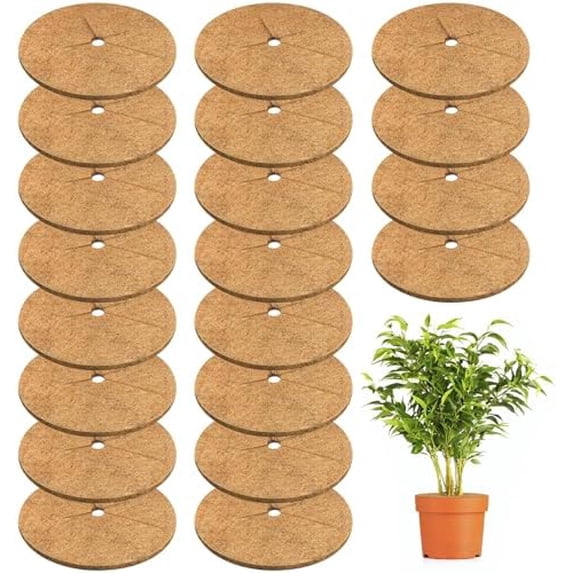 20pcs Coconut Fiber Mulch Ring Tree Plant Protector Mat, 11.8 Inch ...