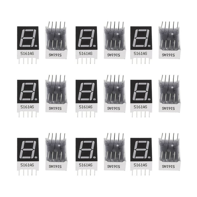 20pcs Common Cathode 10-Pin 1 Bit 7 Segment 0.5" Red LED Display ...
