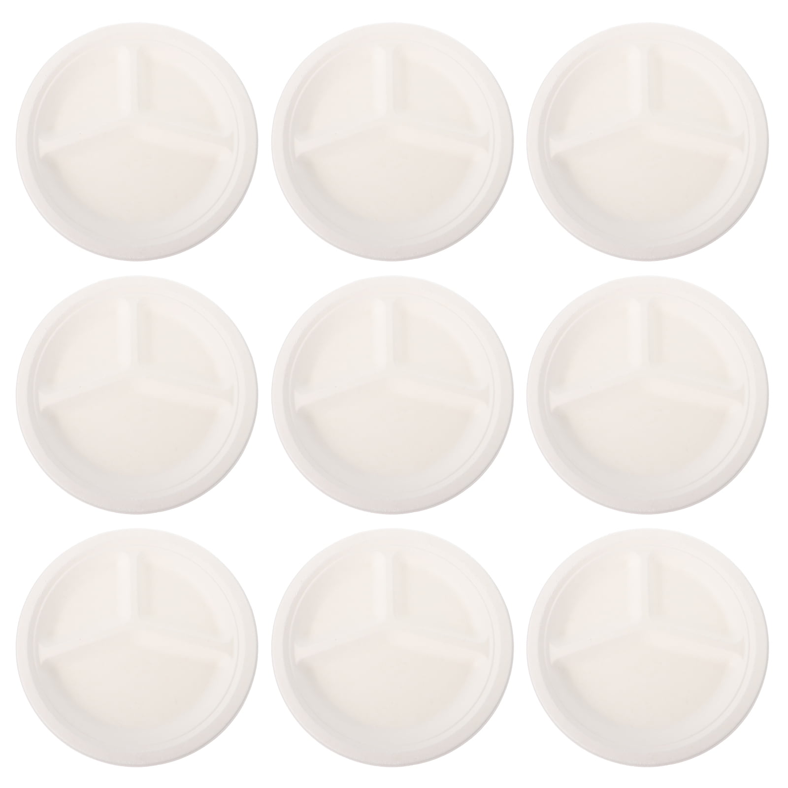 20pcs Compartment Disposable Plates Bagasse Food Divided Plates Party ...