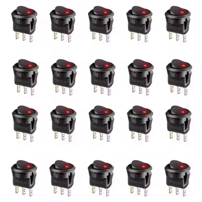 20pcs Control Push Button Switch 3 Pin 12V 20A Amps Car Truck Rocker ...