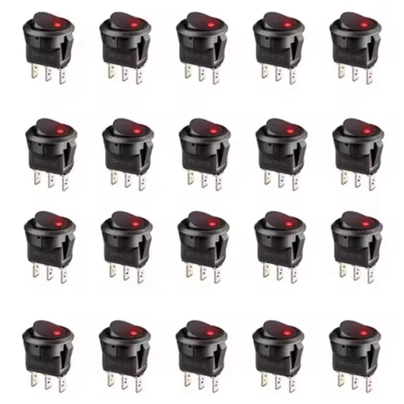 20pcs Control Push Button Switch 3 Pin 12V 20A Amps Car Truck Rocker ...