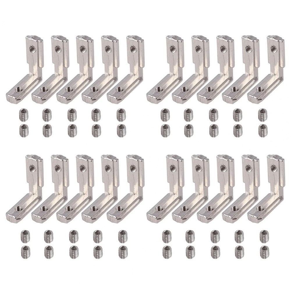 20pcs Corner Brackets Slot Aluminum Profile L-Shape Brackets 90 ° Inner ...