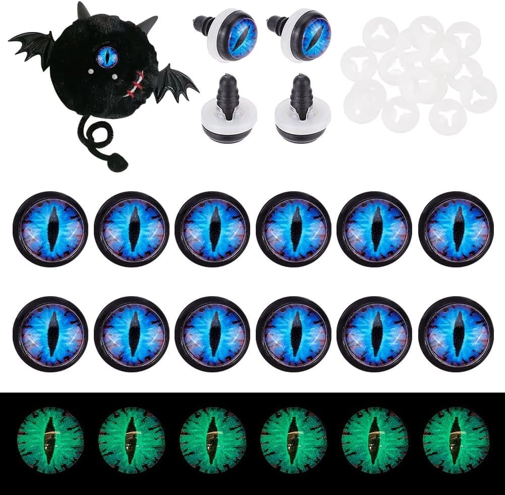 20pcs Craft Safety Eyes Glow in The Dark Dragon Eye Cabochons Craft ...