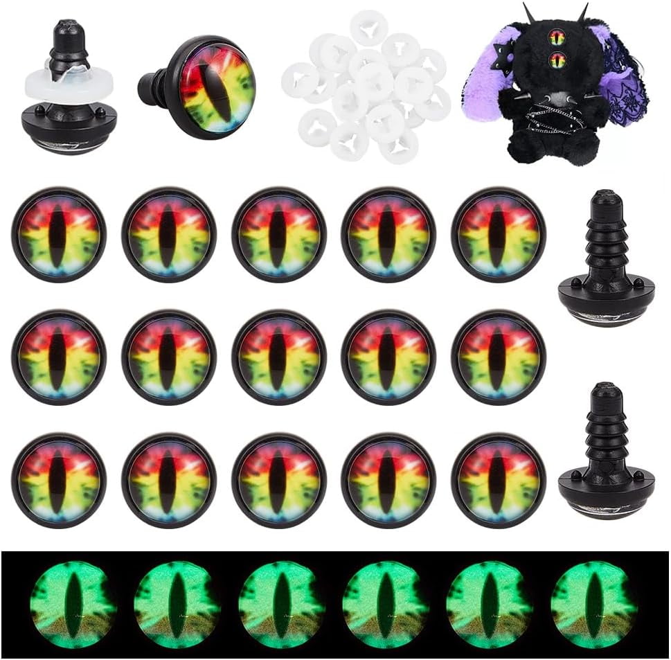 20pcs Craft Safety Eyes with Spacer 20mm Luminous Safety Craft Eye ...