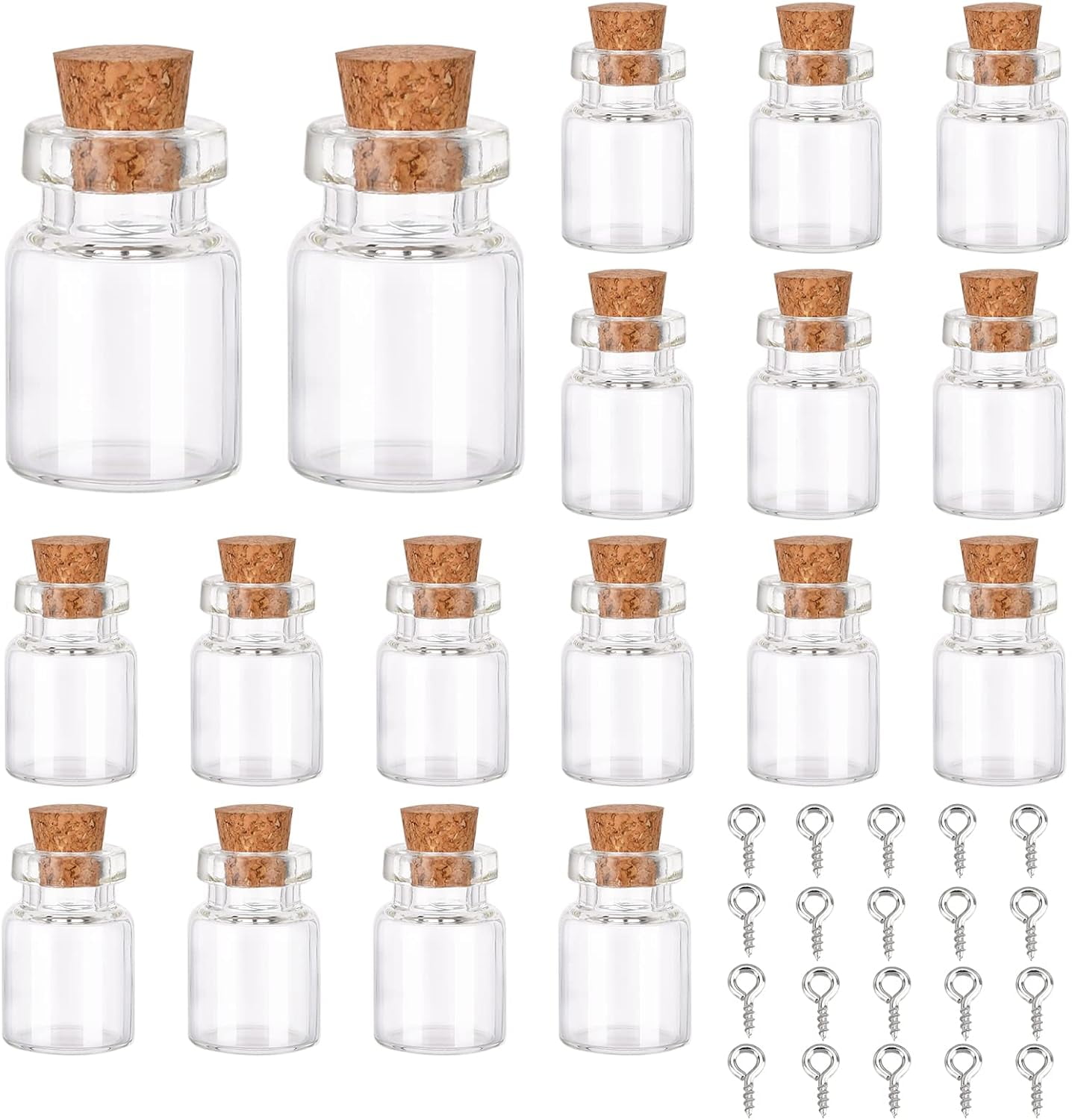 20pcs Cube Shape Tiny Bottle Charms Clear Glass Mini Wish Bottles Small ...