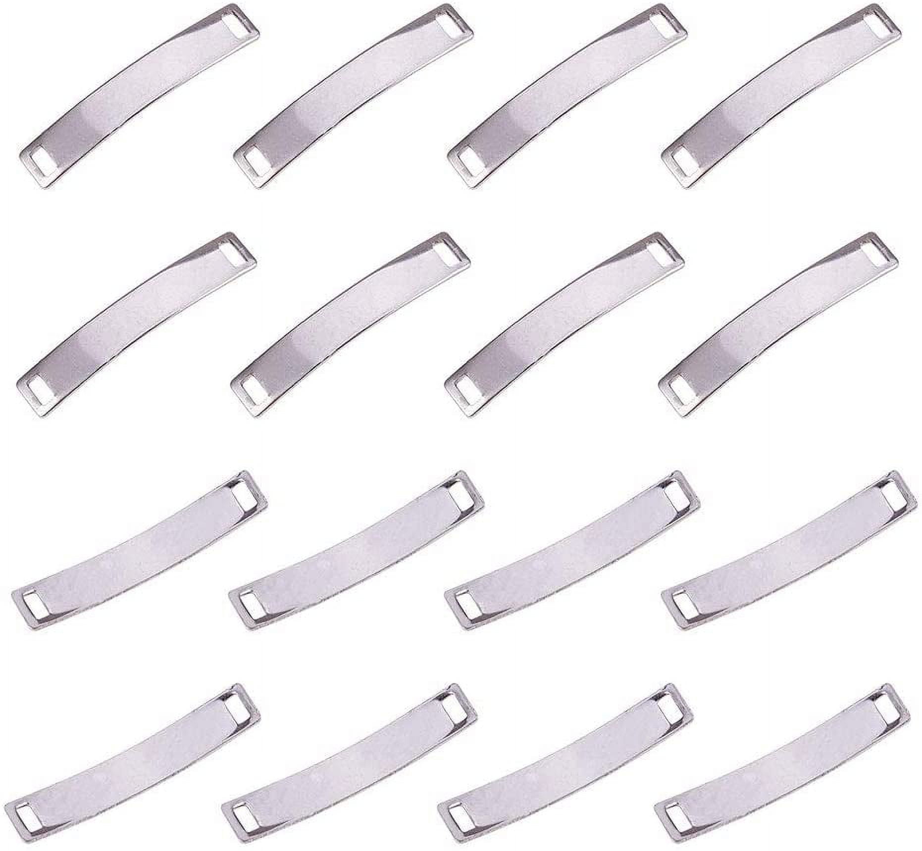 20pcs Curved Rectangle 304 Stainless Steel Blank Tag Link Connectors ...