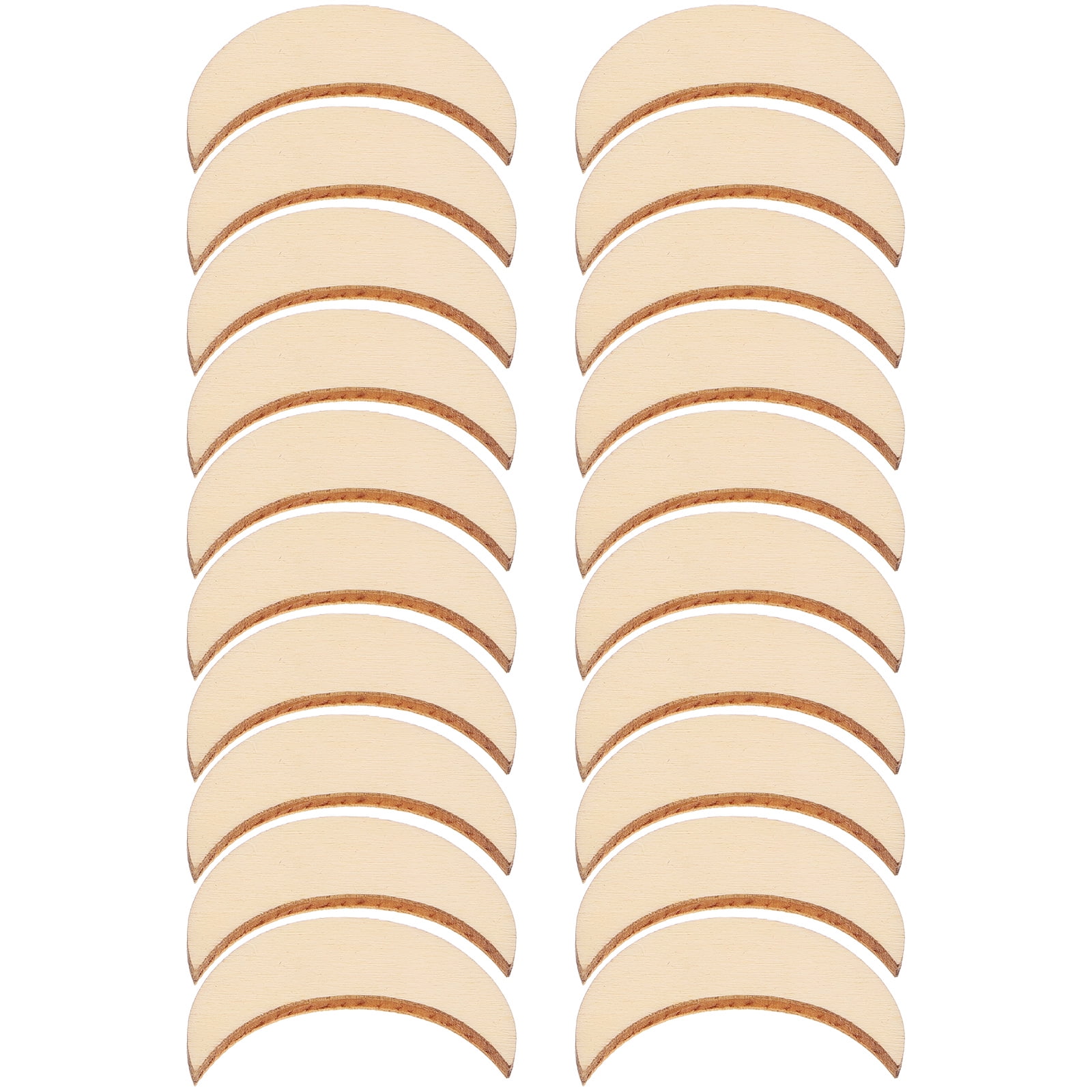 20pcs Cutouts Moon Shaped Unfinished Wood Slices Predrilled Blank Wood ...