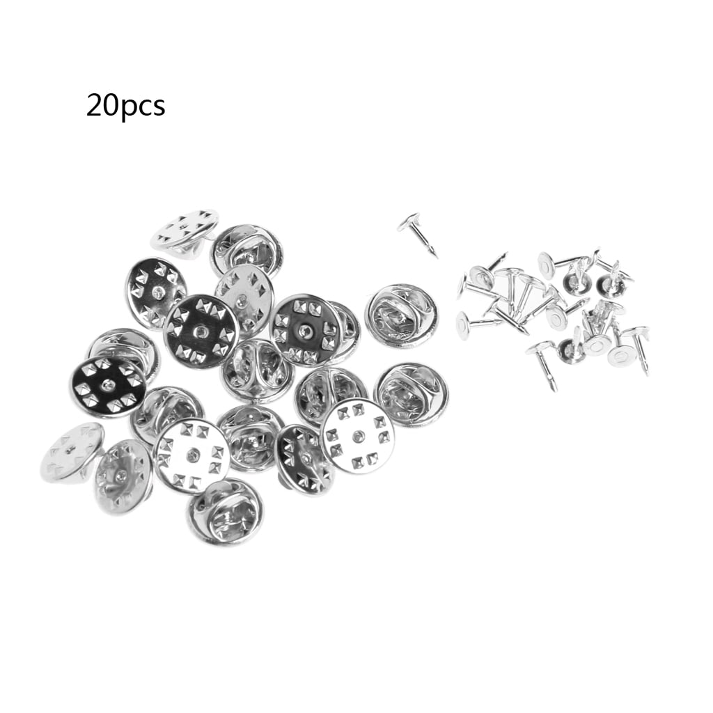 20pcs DIY Brooch Round Clasps Pin Tie Tacks Blank Pins with Clutch Back ...