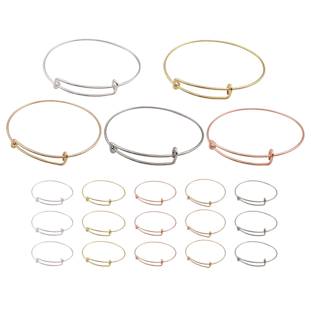 20pcs DIY Wrist Bracelets Adjustable Wire Blank Bracelets Bangle ...