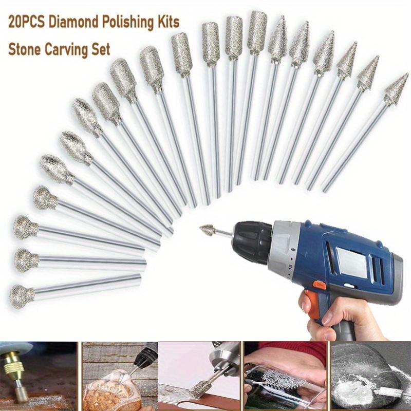 20pcs Diamond Grinding Burr Bit Set,rotary Tool Accessories With 1/8 ...