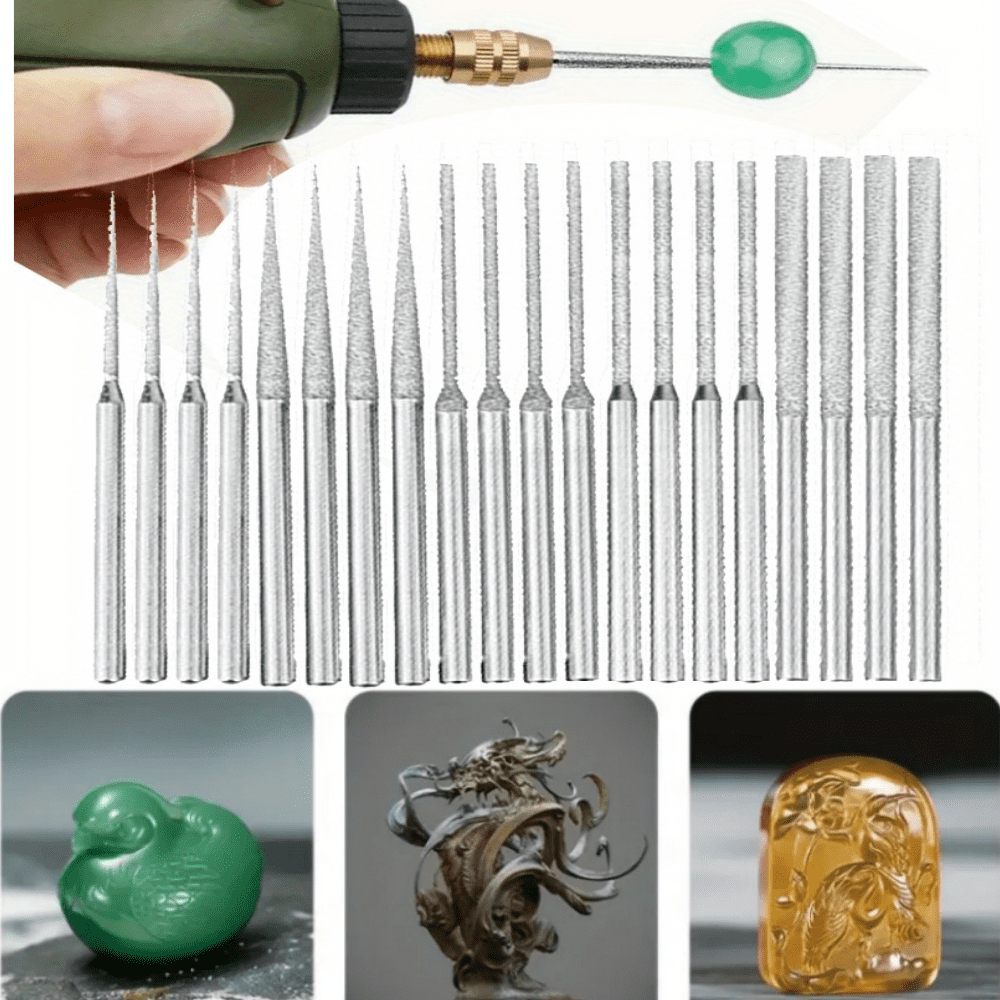 20pcs Diamond Mounted Bead Reamer , 5 Different Shapes Diamond Drill ...