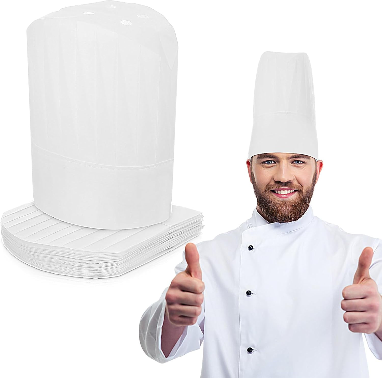 20pcs Disposable Chef Hat Adjustable Chef Hats General Bakery Hats Non ...
