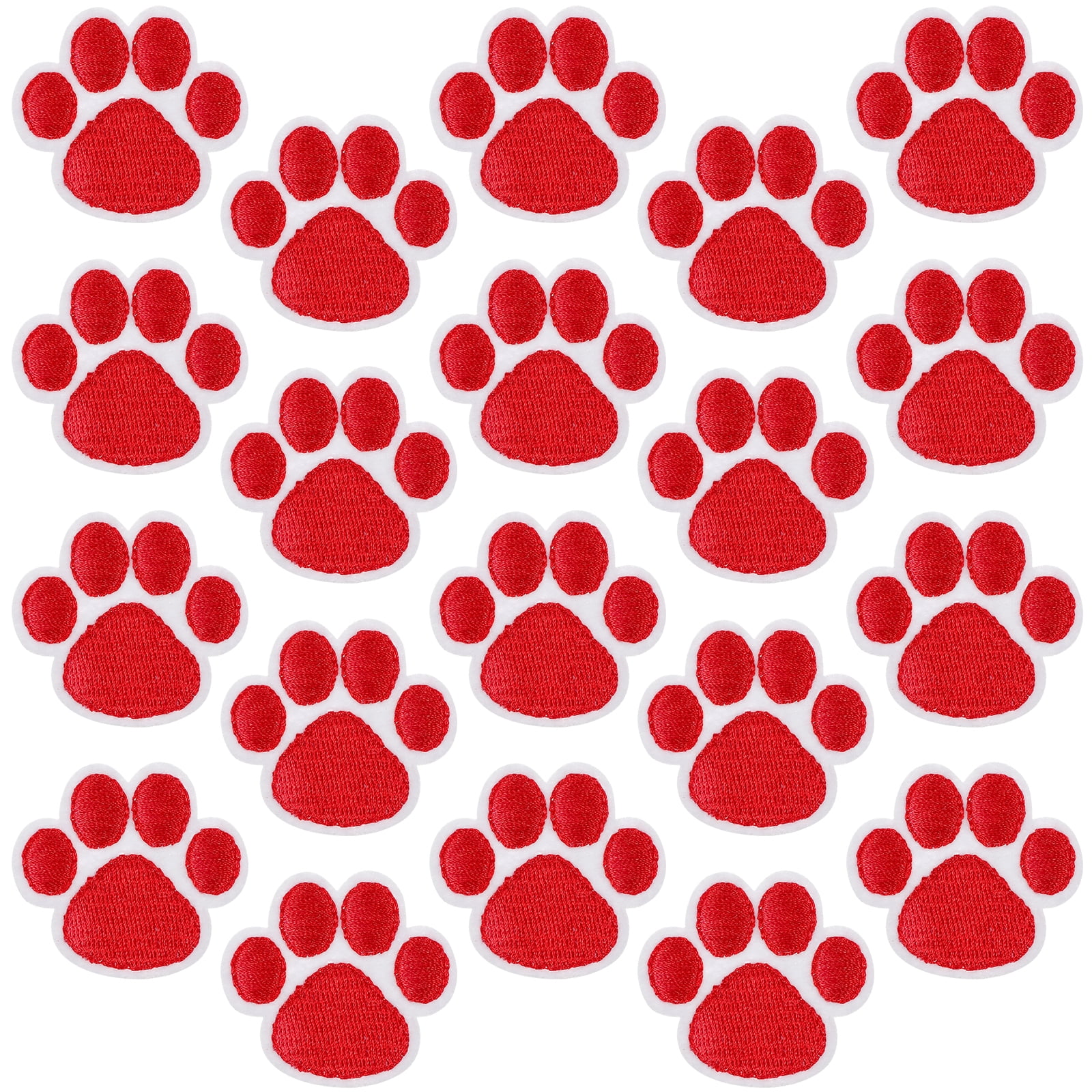 Raindrops Dog Paw Embroidery Appliques Red Cloth Patches for Jackets ...