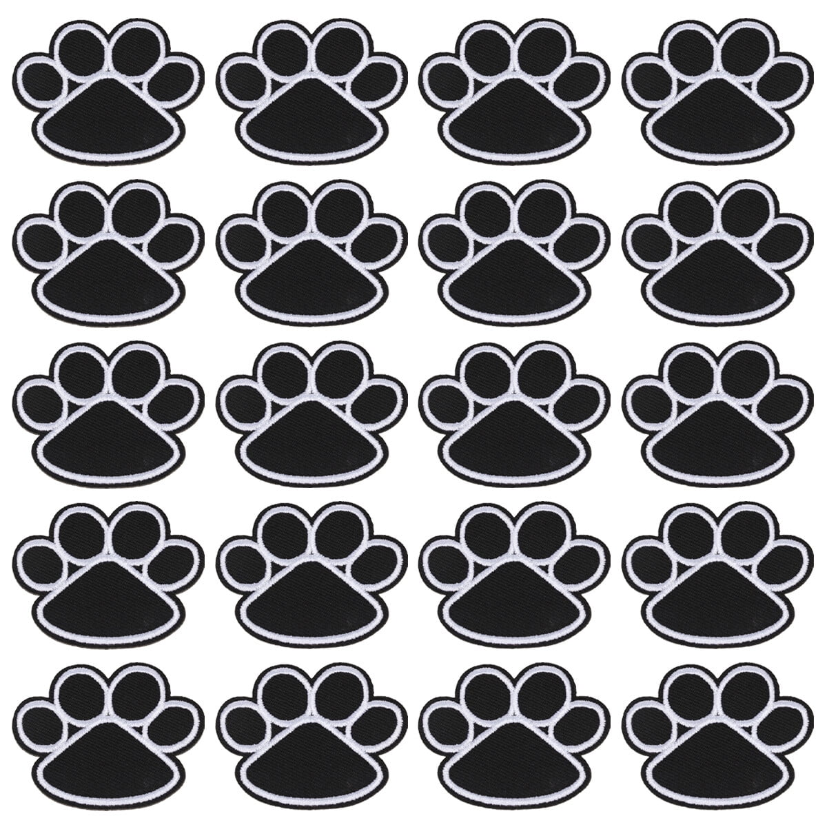 20pcs Dog Paw Puppy Black Paw Iron On Embroidered Patches Appliques ...