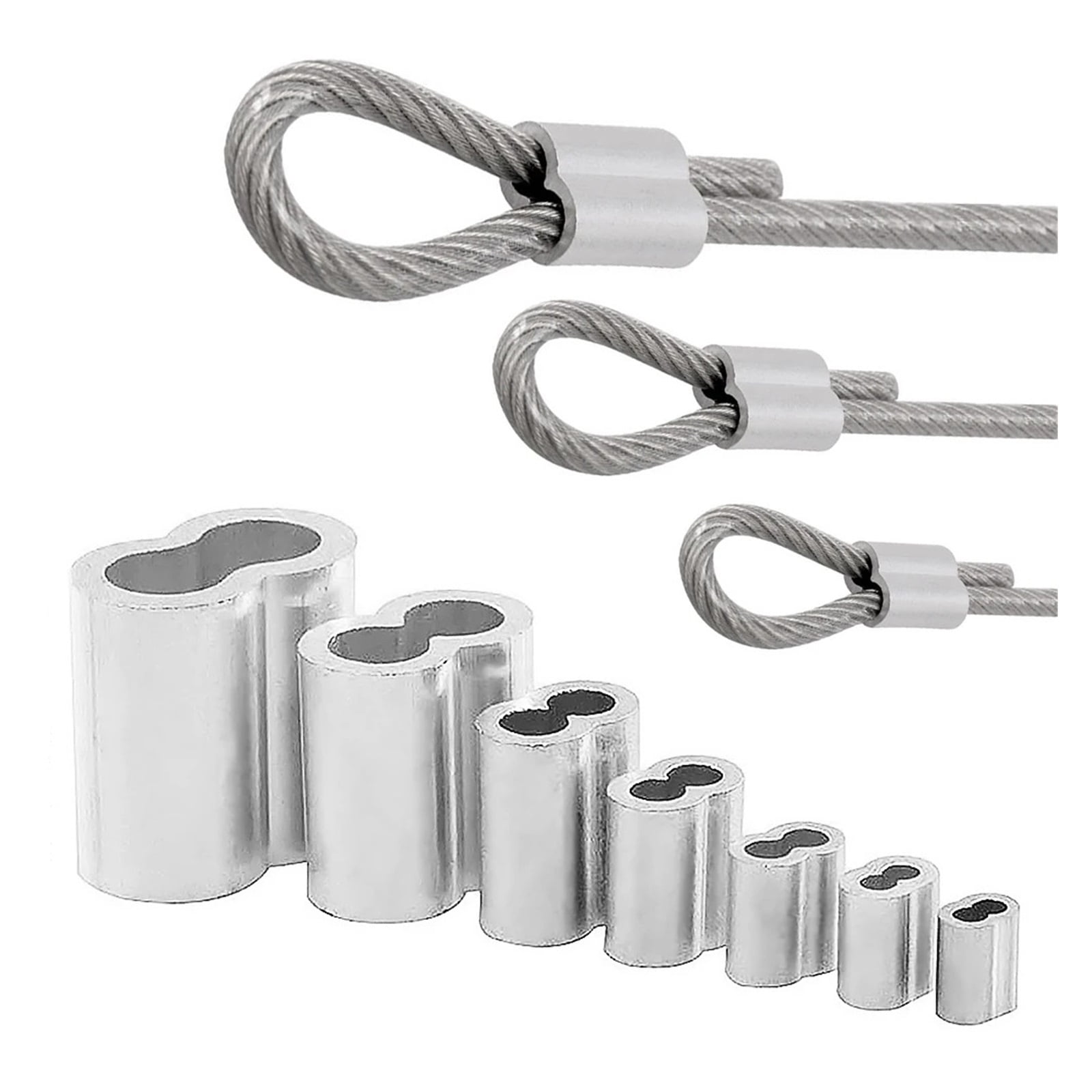 20pcs Double Hole Cable Crimp Ring 8-Shape Aluminum Sleeve Clamps For 1 ...