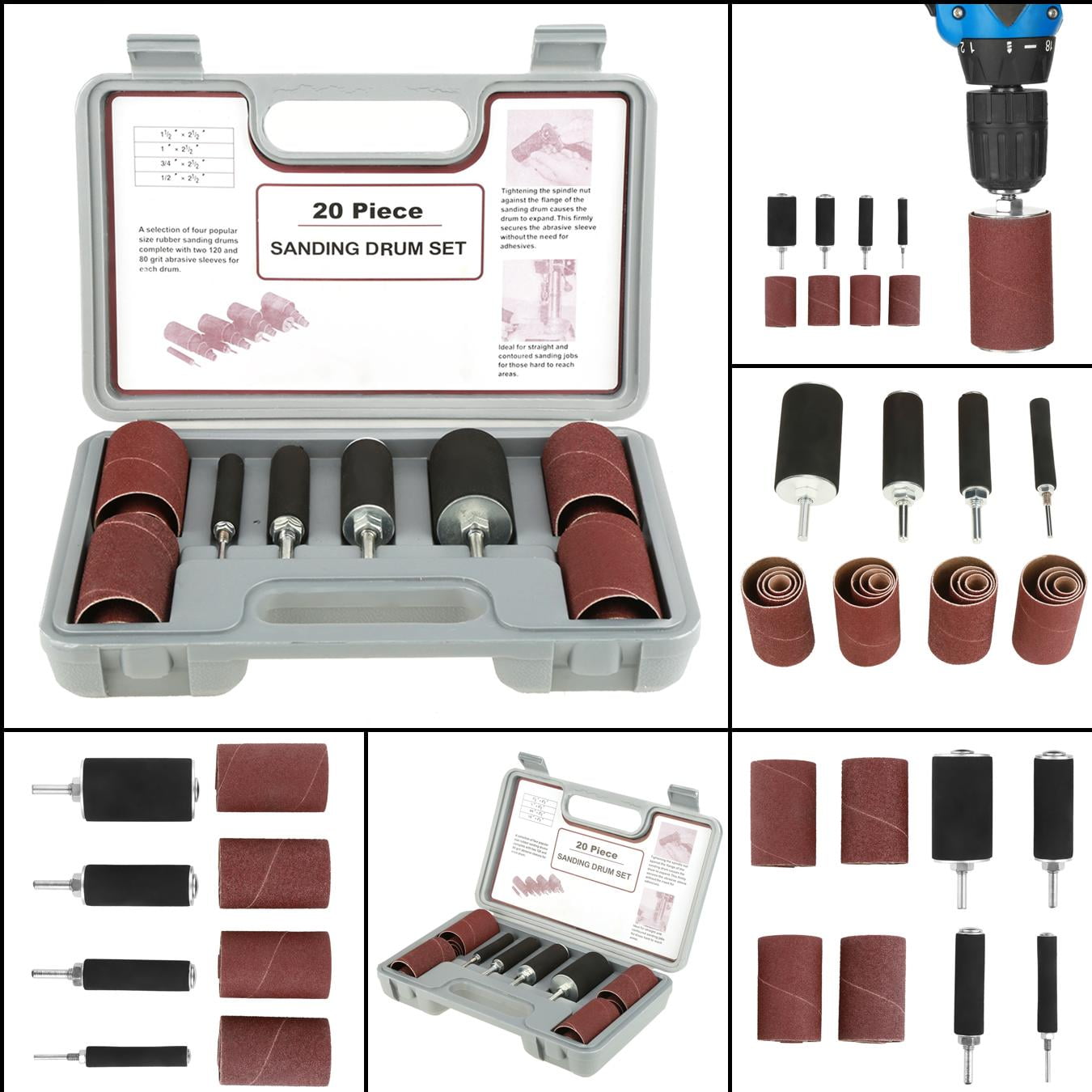 20pcs Drum Sandering Kit, Sanding Drum Set, Compatible To Use With ...