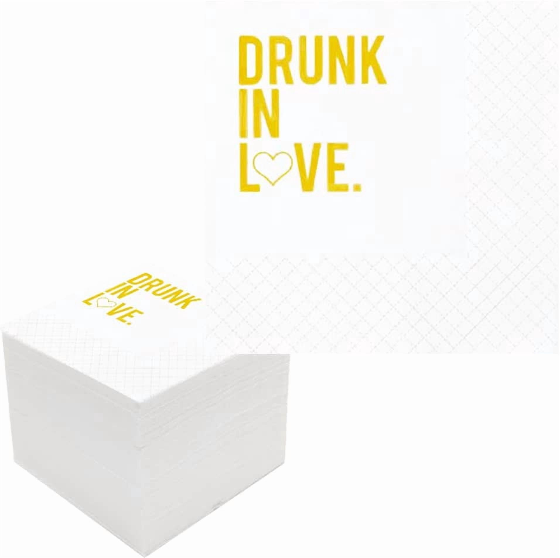 20pcs Drunk In Love Cocktail Napkins, Gold Drunk In Love Party Supplies ...