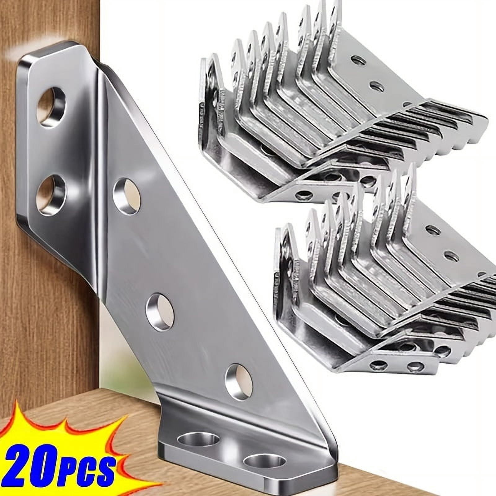20pcs Durable 304 Stainless Steel Heavy-Duty Corner Brackets - Multi ...