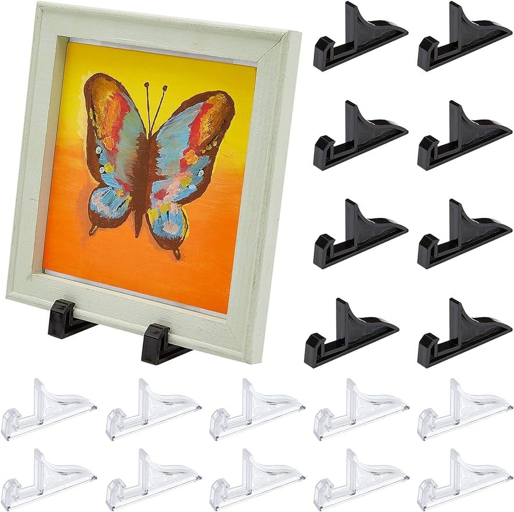 20pcs Easel Stands Plastic Photo Frame Display Stands Black Clear Plate ...