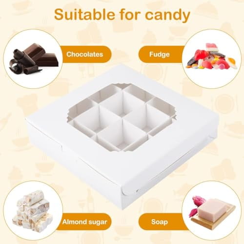 20pcs Empty White Pick and Mix Sweet Boxes with Inserts Clear Window ...