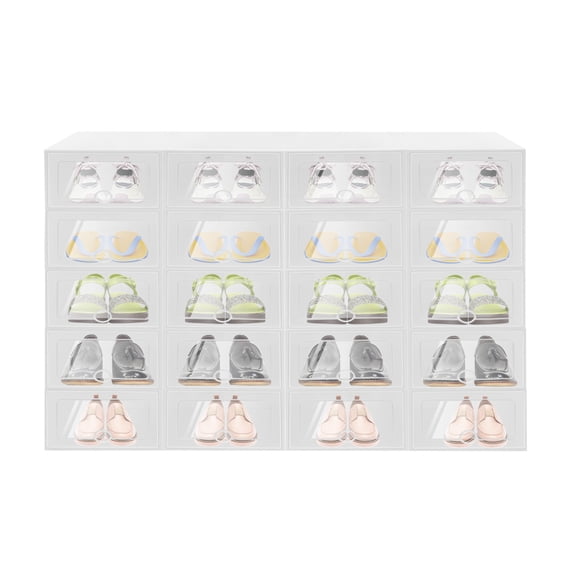20pcs Foldable Shoe Storage Boxes, Transparent Stackable PP Plastic ...